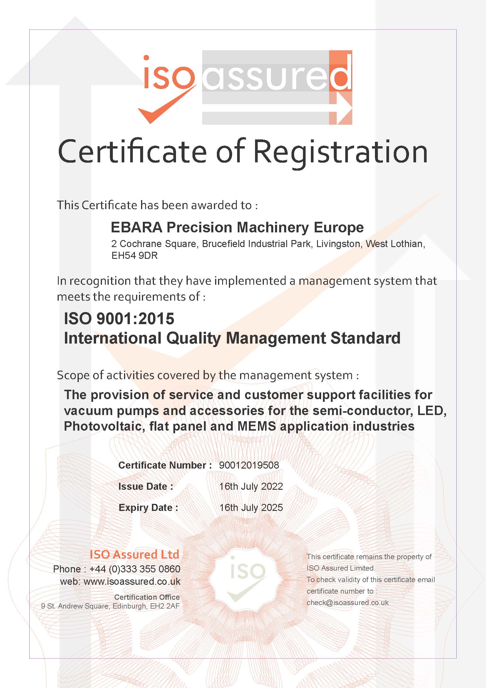 Certifications - EBARA